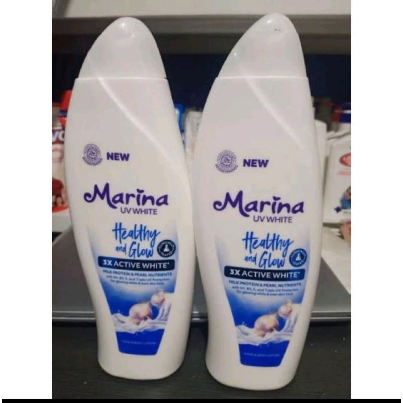 Jual (BUY 1 GET 1) MARINA BIRU HEALTY GLOW KMSAN JUMBO 460 ML,PUMP 350 ...