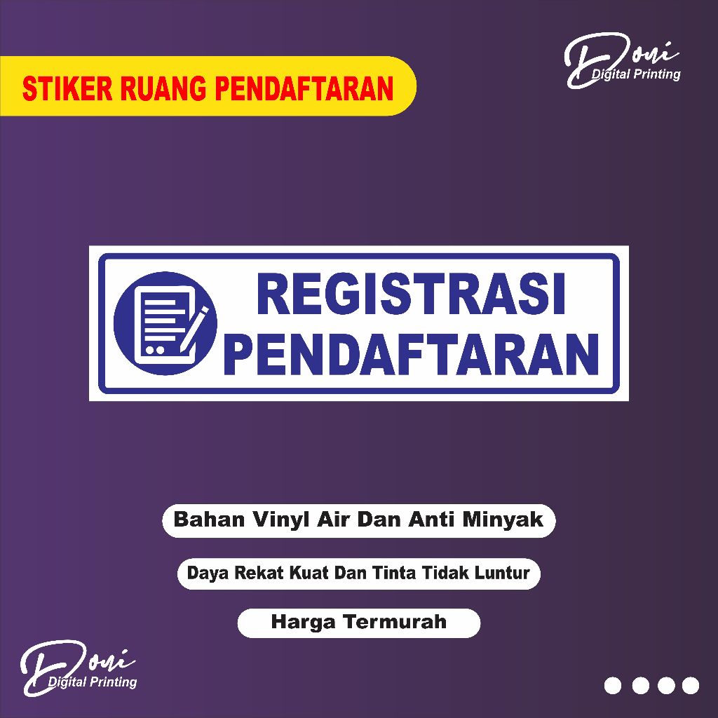 Jual Stiker Ruang Registrasi / Stiker Pendaftaran / Registrasi ...