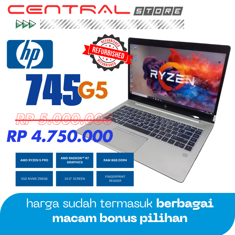 Jual NOTEBOOK HP 745 G5 AMD RYZEN 5 PRO 2500 8GB 256 SSD VGA 1TB REFURBISHED | Shopee Indonesia