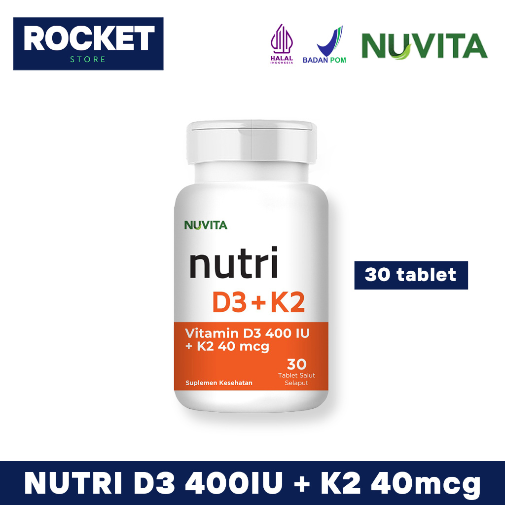 Jual NUVITA Nutri D3 400 IU + K2 40 mcg 30 tablet - Vitamin D3 K2 | Shopee Indonesia