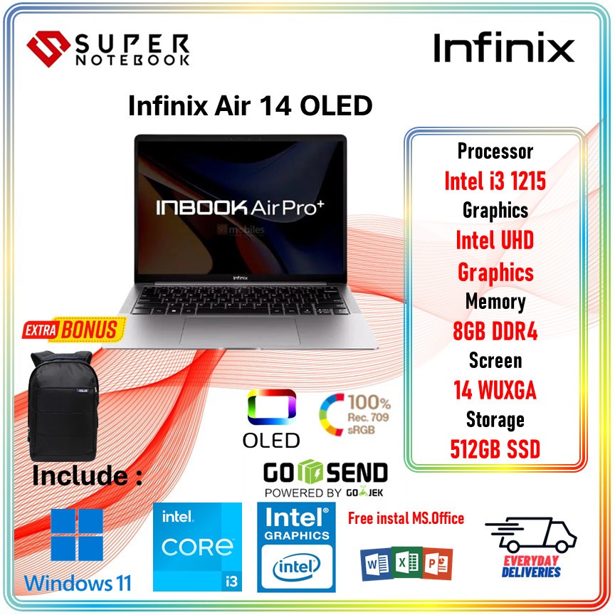 Jual Inifnix Inbook Air i3 1215 8GB/512GB SSD 14" WUXGA 100sRGB Win11 ...