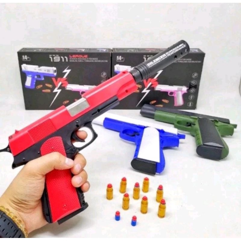 Jual Flint gun Senjata Mainan Pistol Colt M1911 mainan Anak Tembak Tembakan Kokang Soft Bullet ...
