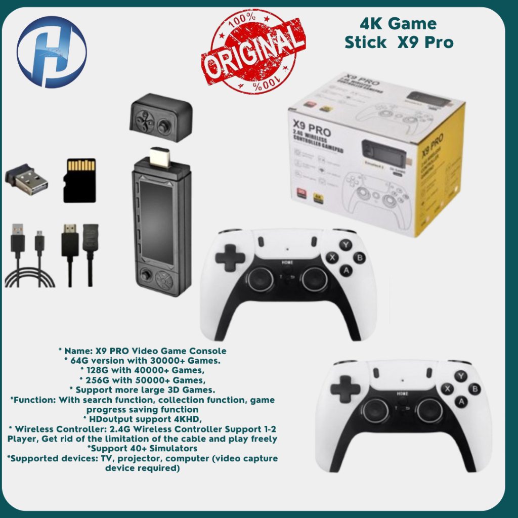 Jual 4K Game Stick X9 Pro Game Console Wireless Gamepad HDMI TV Retro ...