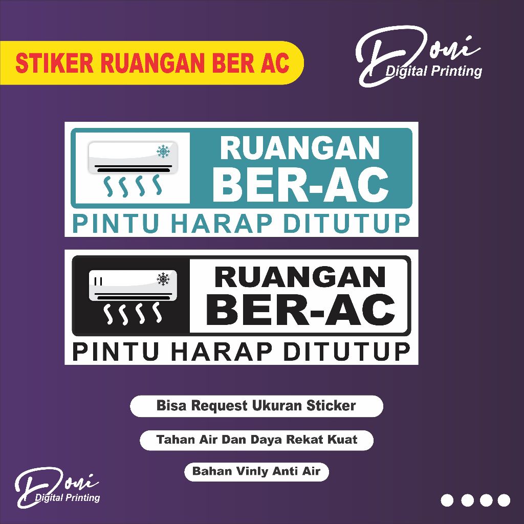 Jual Stiker Ruangan Ber Ac / Stiker Ruangan AC/ Bahan Vinyl Glossy ...