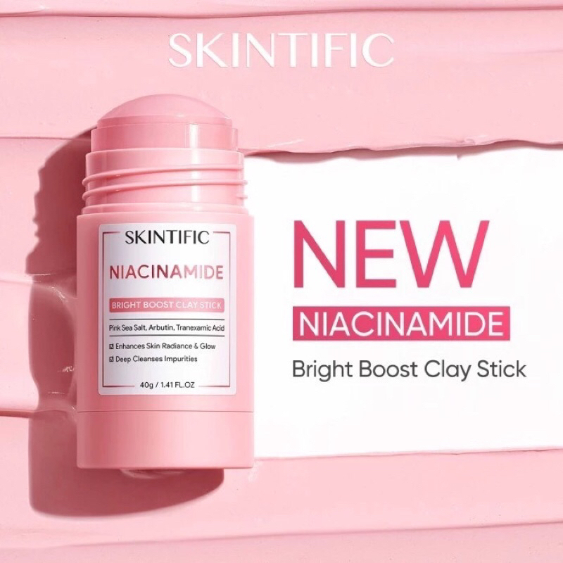 Jual SKINTIFIC CLAY STICK MASK NIACINAMIDE/ SKINTIFIC MASKER PINK ...