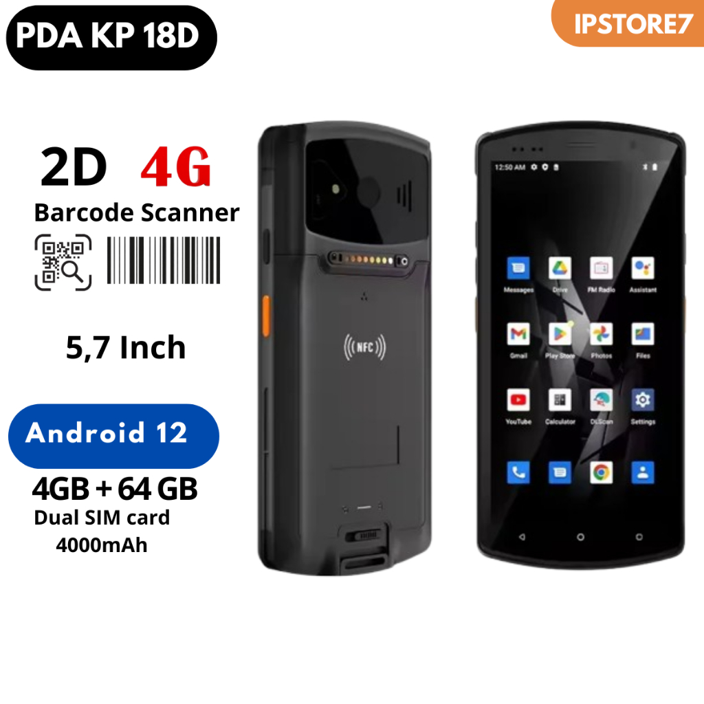 Jual Rugged Smartphone PDA PDT BARCODE SCANNER 2D KP18 D Android 12 RAM ...