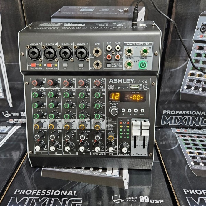 Jual MIXER ASHLEY FIX 6 6channel bisa bluetooth fitur soundcard original | Shopee Indonesia