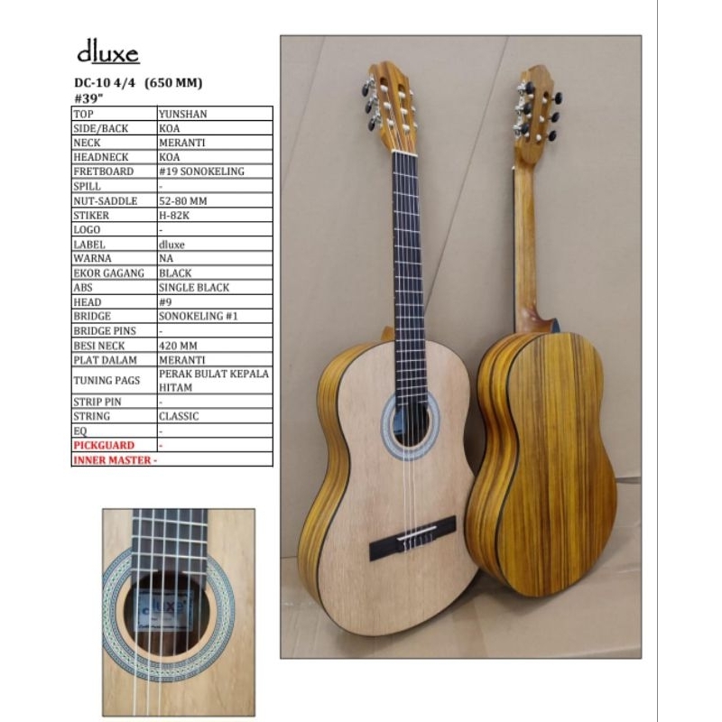 Jual Gitar klasik nylon original Dluxe ukuran standar cutway dan ...