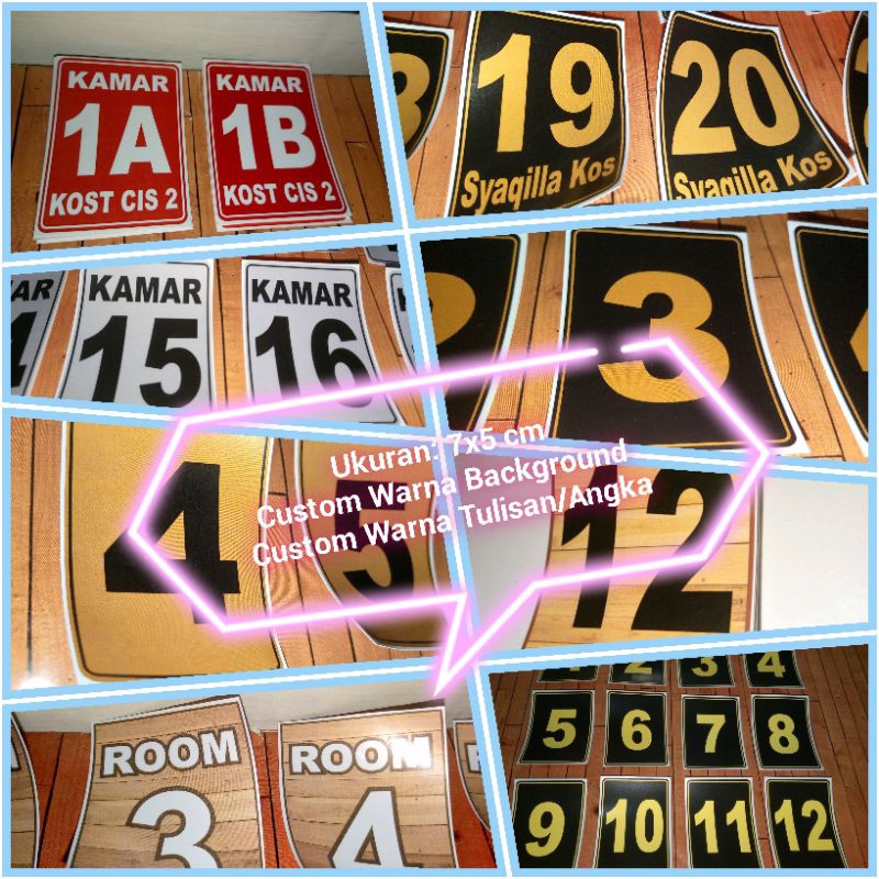 Jual Stiker Angka Urut Custom 7x5cm Sticker Vinyl Glossy Waterproof ...