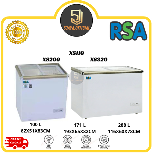 Jual Chest Freezer RSA Sliding Kaca - XS110/XS200/XS320 | Shopee Indonesia