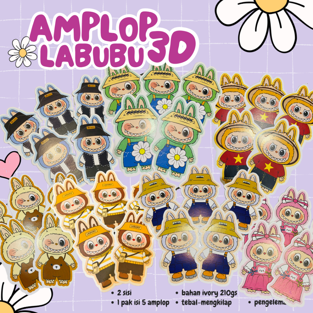 Jual Amplop Labubu 3D | Amplop lebaran | Isi 5biji | Shopee Indonesia