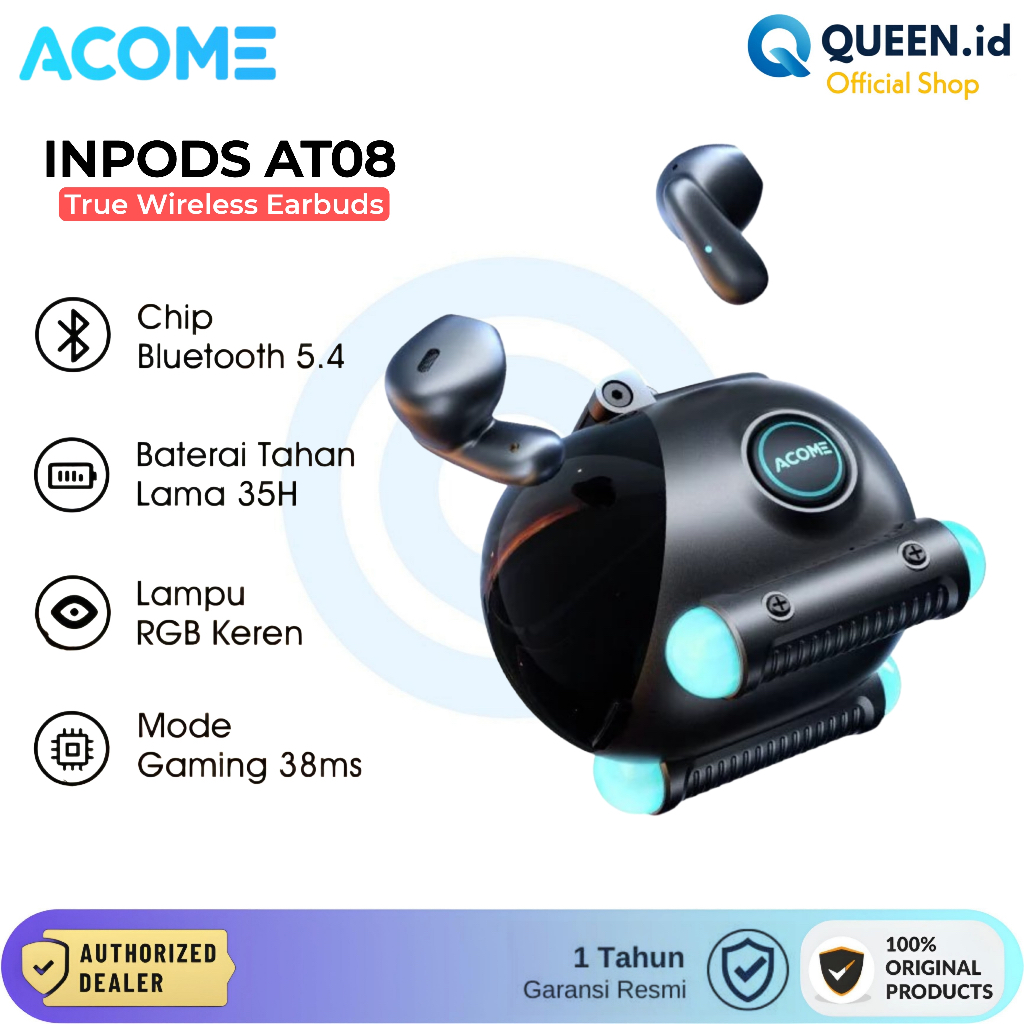 Jual ACOME INPODS AT08 TWS True Wireless Earbuds Headset Bluetooth 5.4 ...