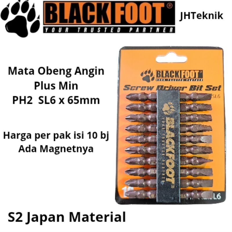 Jual JHTeknik Mata Obeng Angin Plus Min PH2x65mm BLACKFOOT 100% ...