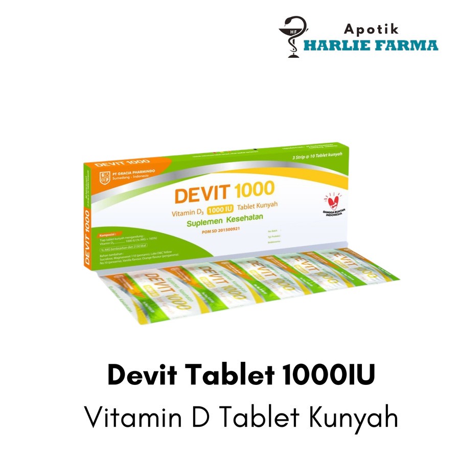 Jual Devit 1000 IU Tablet Kunyah Vitamin D3 Box - Strip | Shopee Indonesia