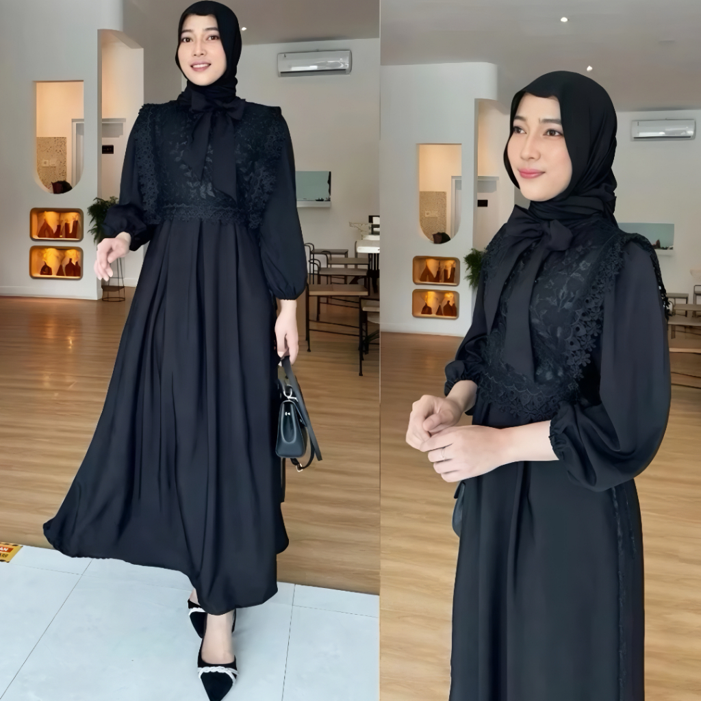 Jual Gamis Muslimah SYAKILA Model Rompi Tille Bordir Oufit Lebaran Kondangan Mewah Terbaru Dres ...