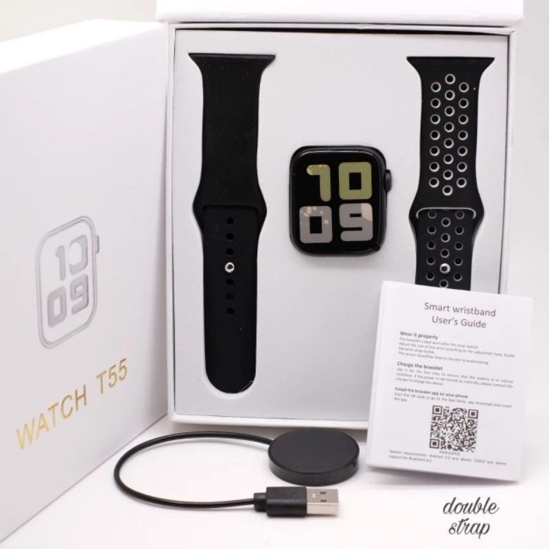 Jual Smartwatch T55/T500 Double Strap Gratis 2 Tali Jam Tangan Pria dan ...