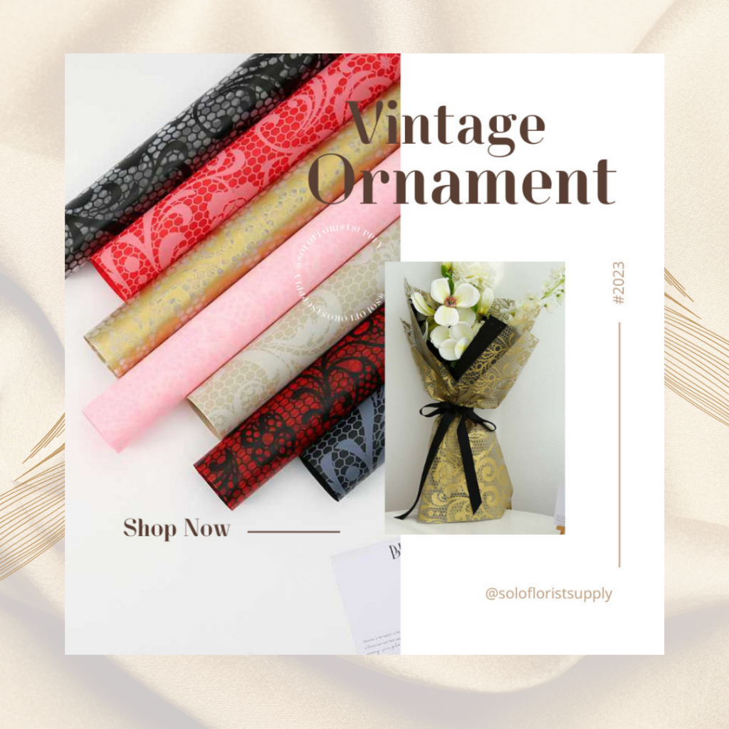 Jual VINTAGE ORNAMENT WRAP Kertas Buket Motif Renda Flower Wrapping ...