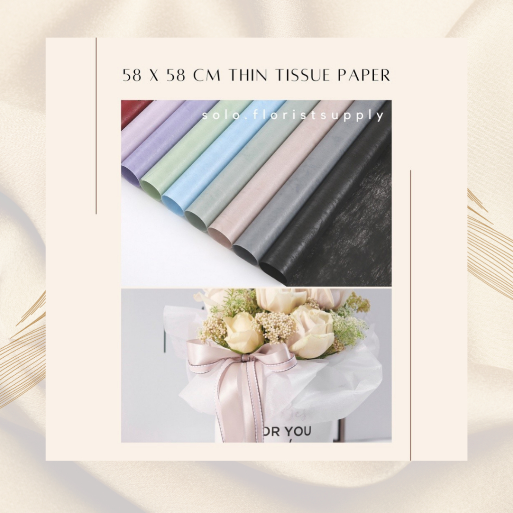 Jual 58X58CM THIN TISSUE PAPER FLOWER WRAPPING PREMIUM NONWOVEN NON ...