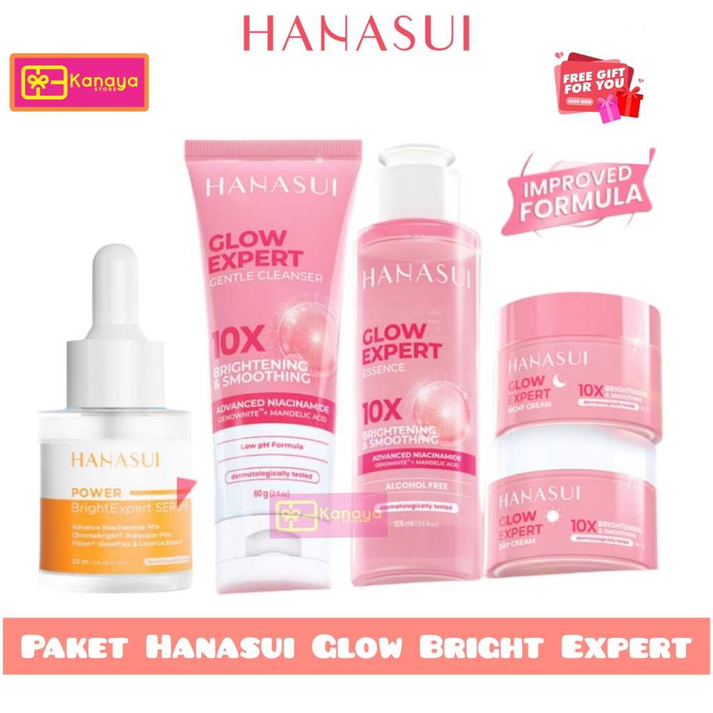 Jual PAKET HANASUI FLAWLESS GLOWING 10 SKINCARE GLOWING SERUM POWER ...
