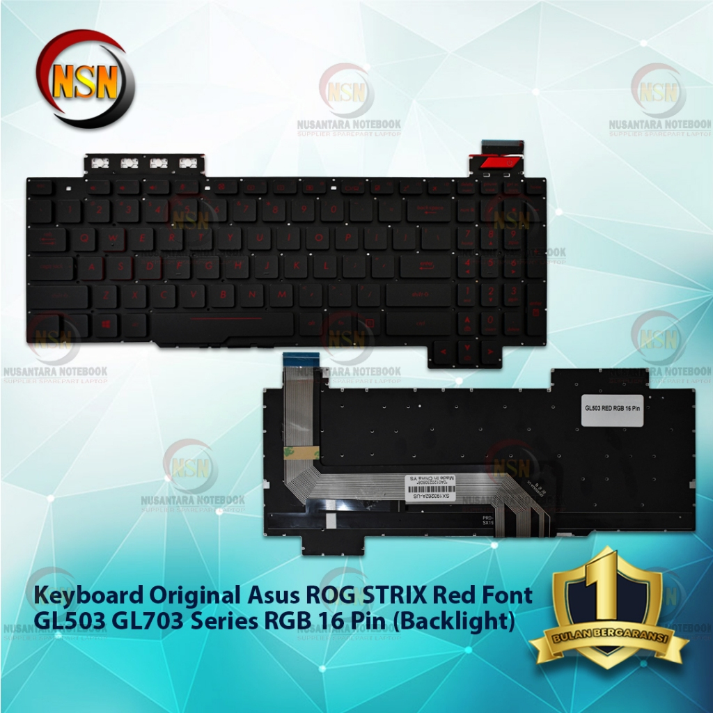Jual Keyboard Laptop Original ASUS ROG Red Font GL503 GL703 Series ...