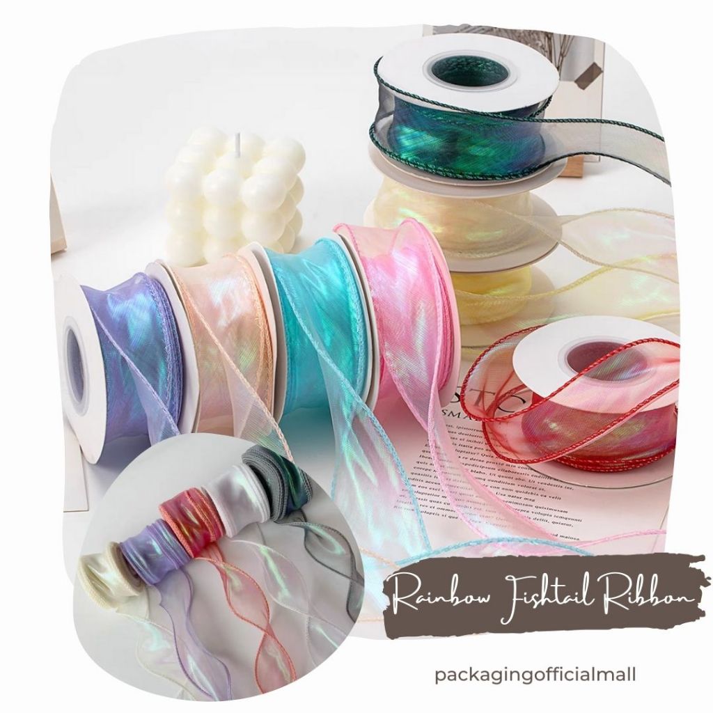 Jual RAINBOW FISHTAIL RIBBON / PITA KAIN / PITA KADO / FLORIST SUPPLY ...