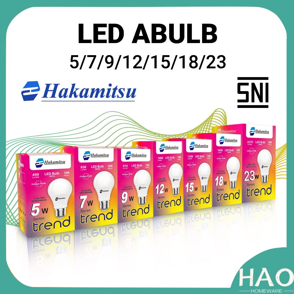 Jual Lampu Hakamitsu Trend 5w 7w 9w 12w 15w 18w / Lampu Led Bulb / Lampu Putih / LED ABulb ...