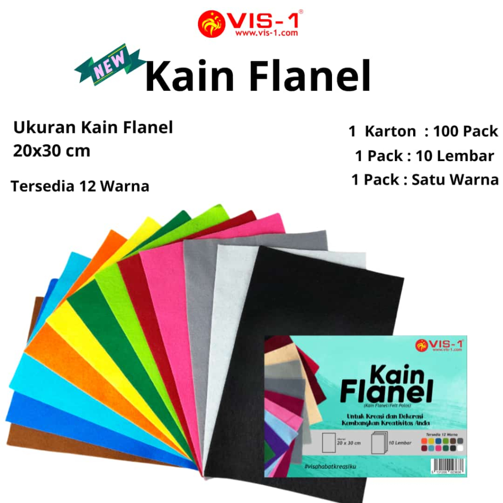 Jual Kain Flanel 20x30cm VIS-1 / Art Craft Flanel Bahan Prakarya ...
