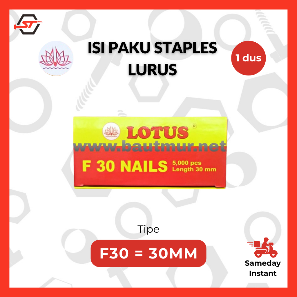 Jual Isi Paku Tembak LOTUS 30mm Lurus - REFILL Air Nailer 30mm - Isi ...