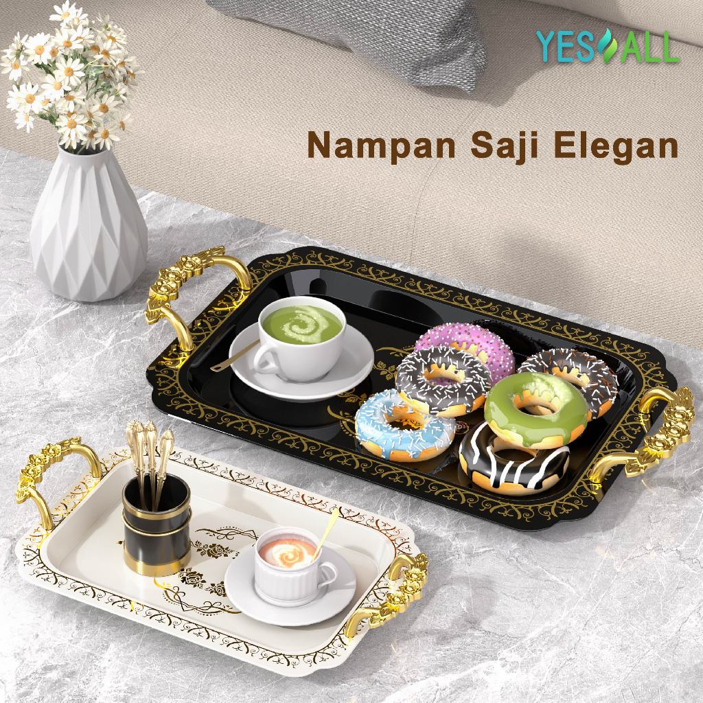 Jual YESALL Nampan Aesthetic Handle Gold - Nampan Saji Mewah Emas ...