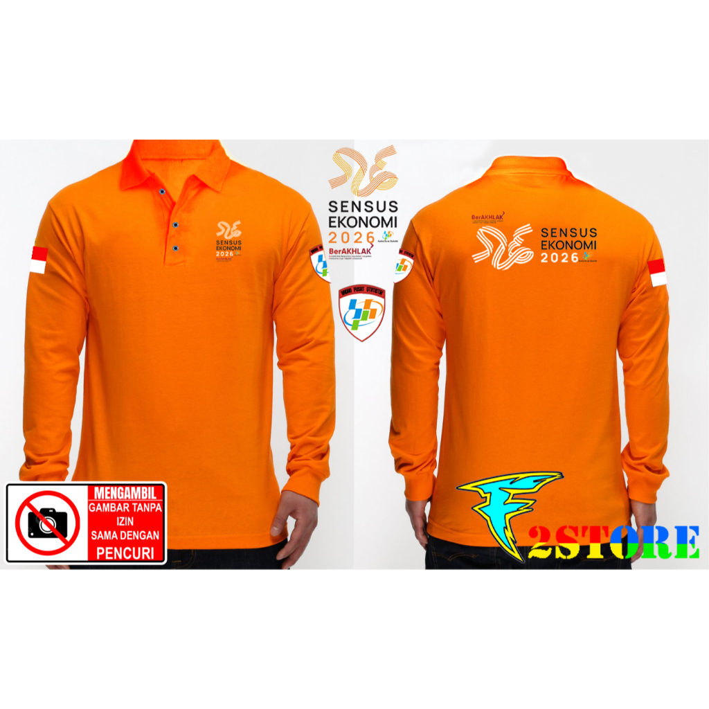 Jual Baju Kaos Kerah Model Tshirt Kerah BADAN PUSAT STATISTIK SENSUS EKONOMI 2026 BERakhlak ...