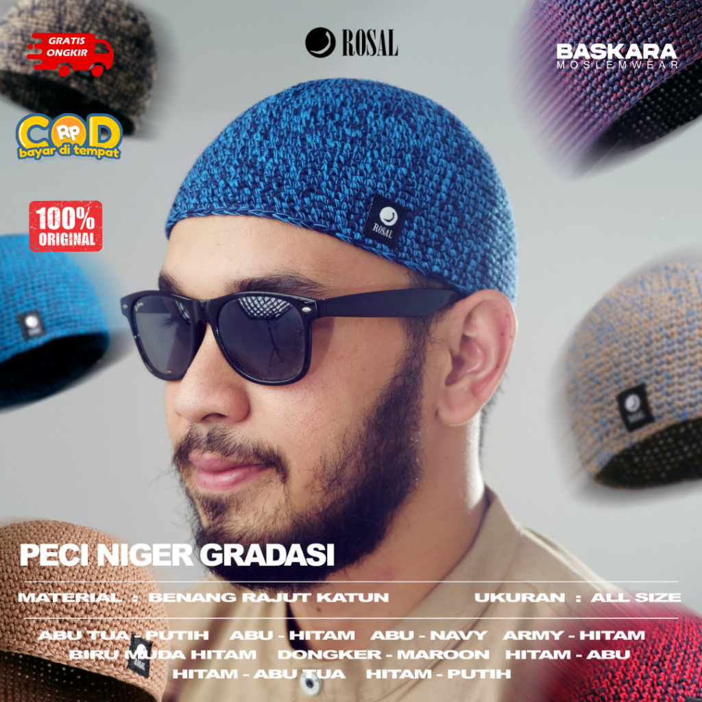 Jual Peci Rajut Niger Gradasi Kopiah Dewasa Rosal Hat | Shopee Indonesia