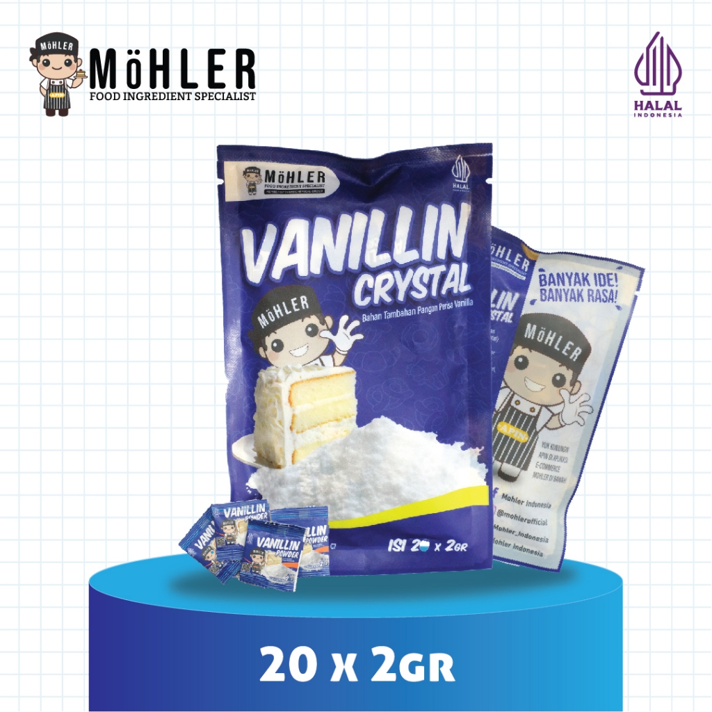Jual MOHLER Vanillin Crystal (Powder) Kemasan Pouch (isi 20 x 2gr) | Shopee Indonesia
