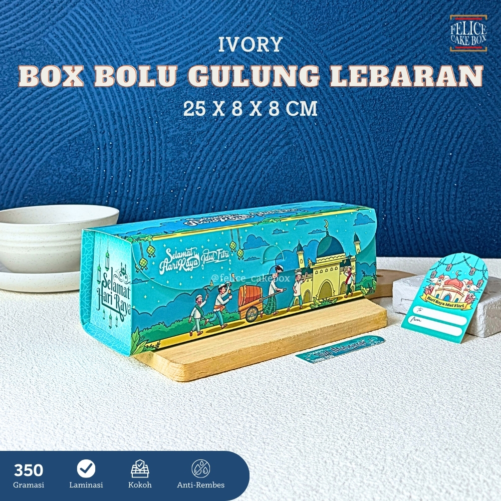 Jual BOX BOLU GULUNG LEBARAN IVORY 25X8X8 CM / DUS LEBARAN BOLU GULUNG ...