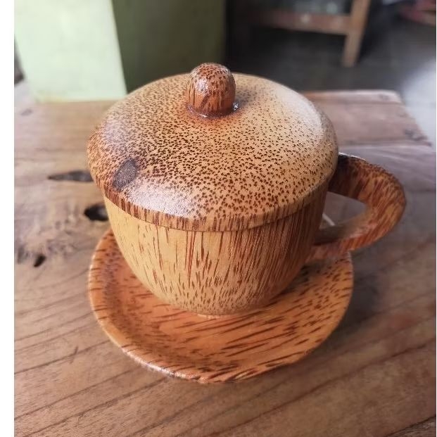 Jual cangkir kayu - gelas kayu - 1 set lengkap cangkir kayu ...