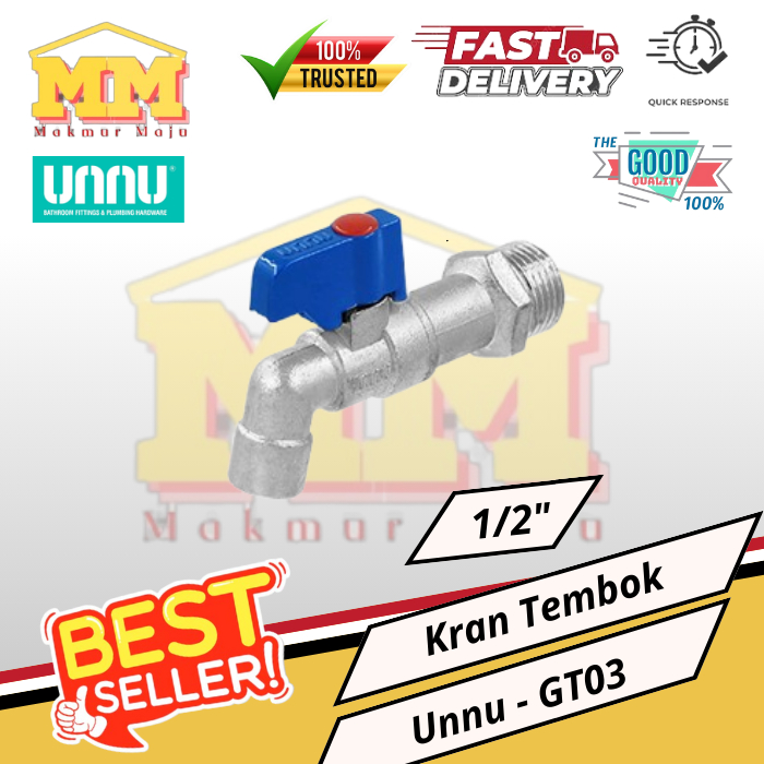 Jual Keran air / Kran Tembok 1/2 inch 0,5 - UNNU GT03 | Shopee Indonesia
