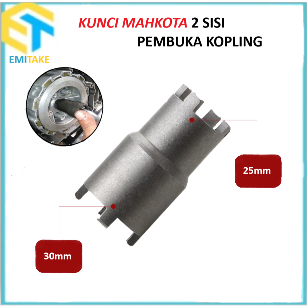 Jual Kunci Mahkota Mur Kopling Honda Type A 25-30mm Double Crown Socket 1/2 Inch Kunci Treker ...