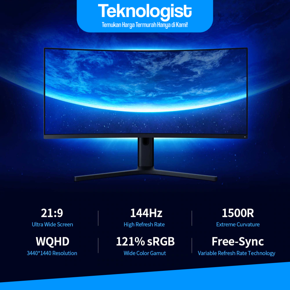 Jual Monitor Curved Gaming 34 Inch Ultra Wide 144Hz FreeSync WQHD ...
