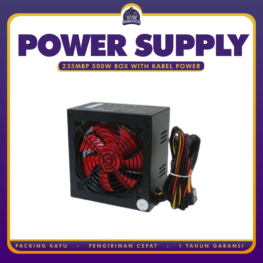 Jual PSU 235MBP 500W BOX POWER SUPPLY GARANSI 1 TAHUN BLACK KABEL ...