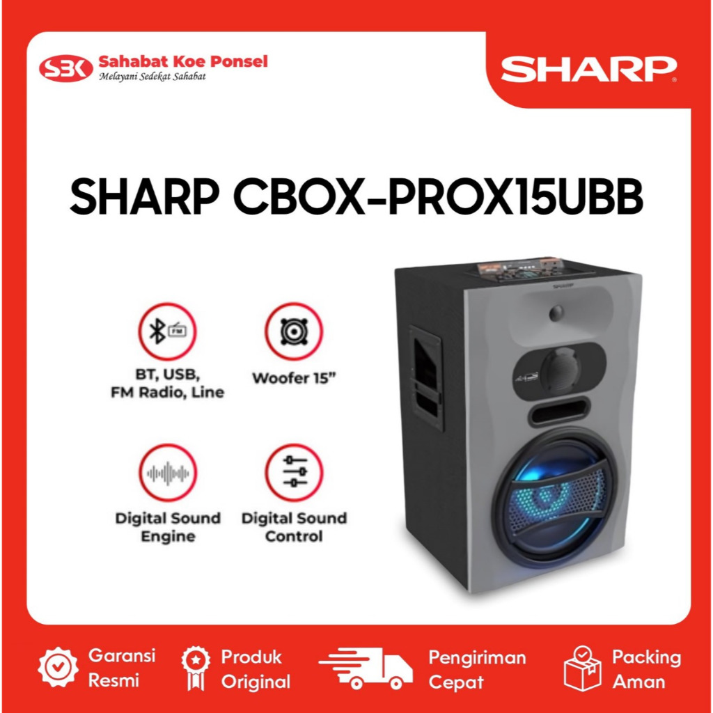 Jual Sharp Speaker Aktif CBOX-PROX15UBB Pro X Series Grey 19000 W PMPO ...