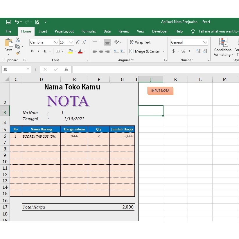 Jual APLIKASI NOTA BON EXCEL SIAP PAKAI - Generator Nota Belanja Excel ...