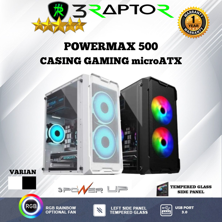 Jual Casing Gaming PC RAPTOR POWERMAX 500 - with PSU NERO-225 & 2 FAN ...