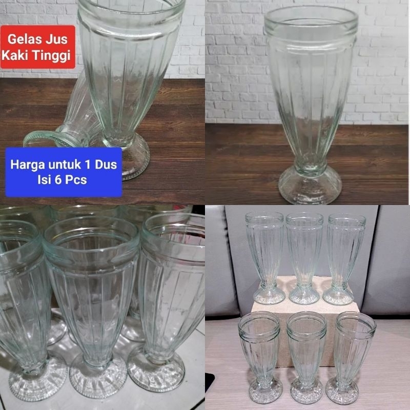 Jual gelas jus kaki gelas es jeruk model tinggi harga 1 dus isi 6 biji ...