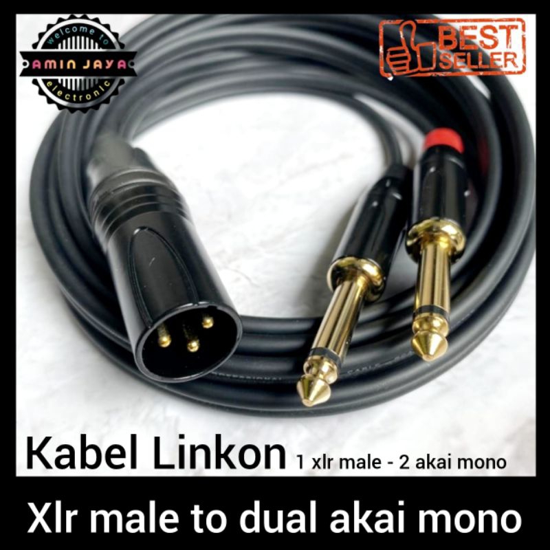 Jual Kabel xlr male to dual akai / kabel keyboard dua lubang ke mixer ...