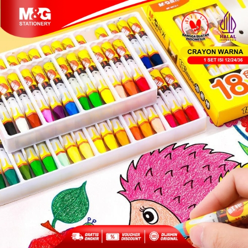 Jual M&G Krayon Warna Cerah 1 Set Isi 12/24/36 Lembut Tidak Mudah Patah ...