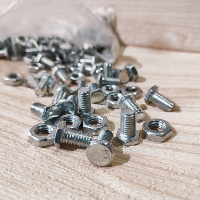 Jual Mur Baut Siku Lubang Besi Rak Siku Bolong Baut Bulat M 8x15 menggunakan Kunci 12 | Shopee ...