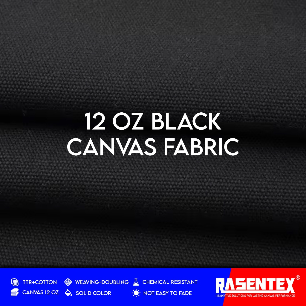 Jual Rasentex Kain Kanvas Hitam TC 12 Oz Doubling kain kanvas sepatu ...