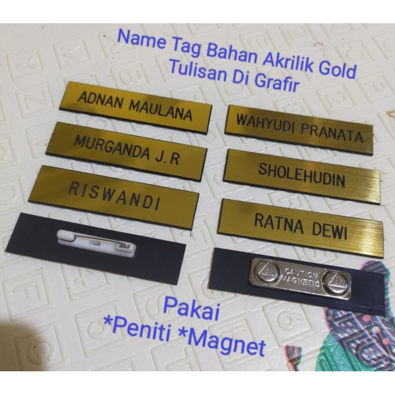 Jual Nama dada/name tag/nama grafir akrilik gold/emas | Shopee Indonesia