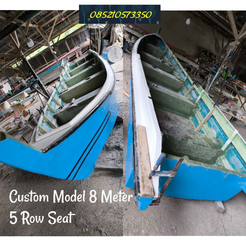 Jual Kapal Perahu Full Fiber Boat Custom Panjang 8 Meter X Lebar 1.65 ...
