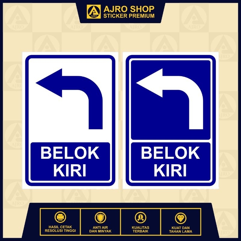 Jual Stiker Rambu Jalan Belok Kiri - Ukuran 28,5x20 / 20x14 Cm - Stiker ...