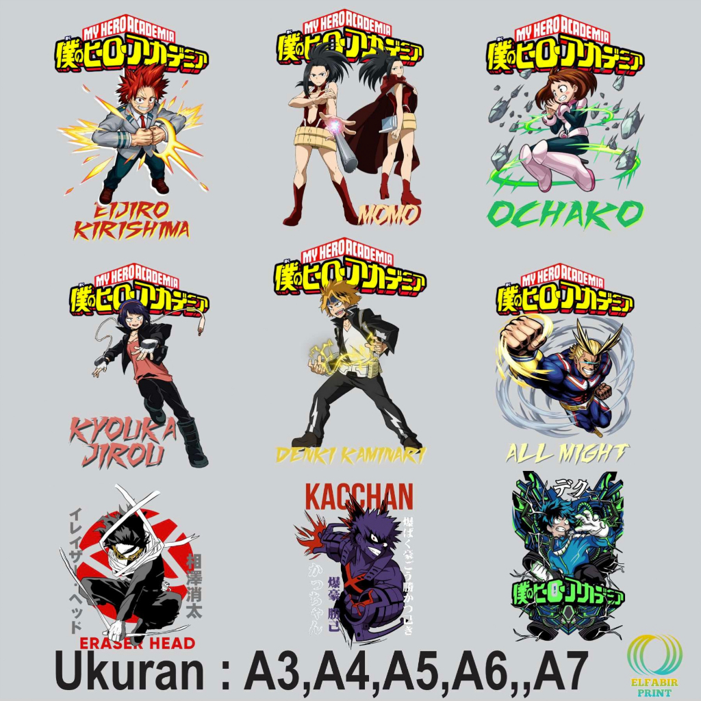 Jual Dtf Stiker Sablon Setrika Gambar Anime Boku No Hero Academia 3 ...